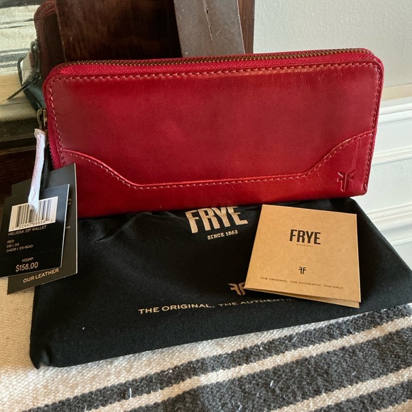 Frye | Bags | Nwt Frye Leather Melissa Zip Around Wallet Red Retail 58 ...